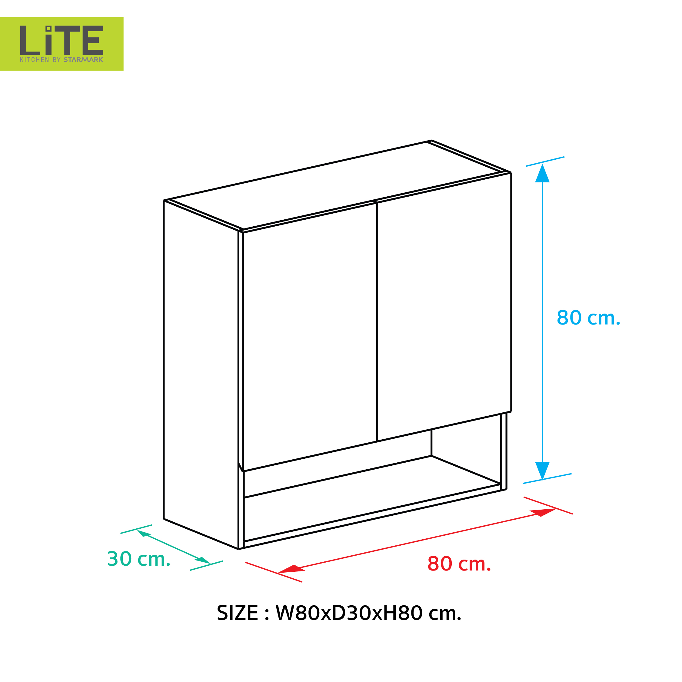 STARMARK KITCHEN ตู้แขวนบานเปิดคู่ 1 ช่องโล่ง ALICE W80 x D30 x H80 cm. TITANIUM GREY - บริษัท ...