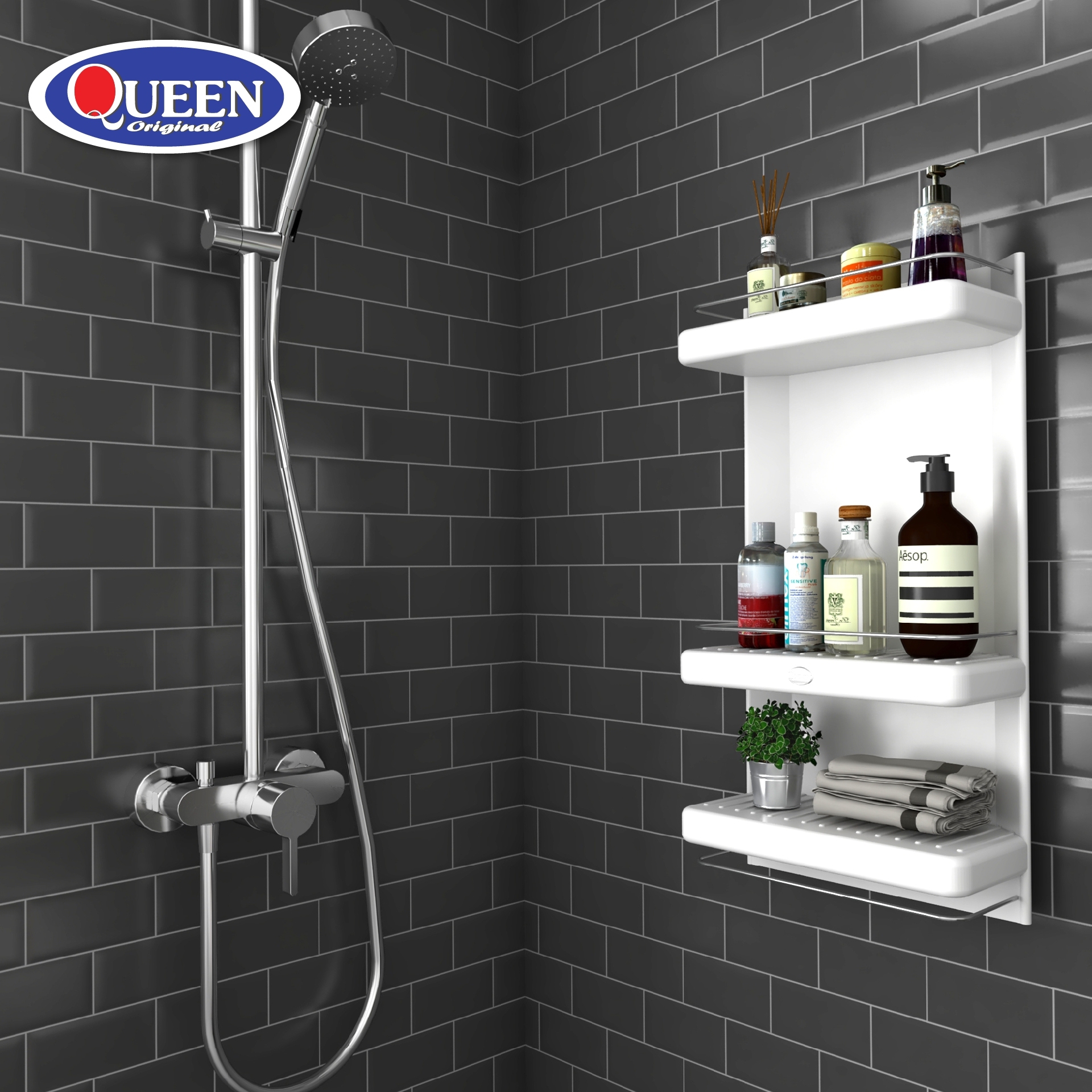 Queen Bell ชั้นวางของในห้องน้ำ ติดผนัง 3 ชั้น ที่วางของ ชั้นวางของ ที่ ...