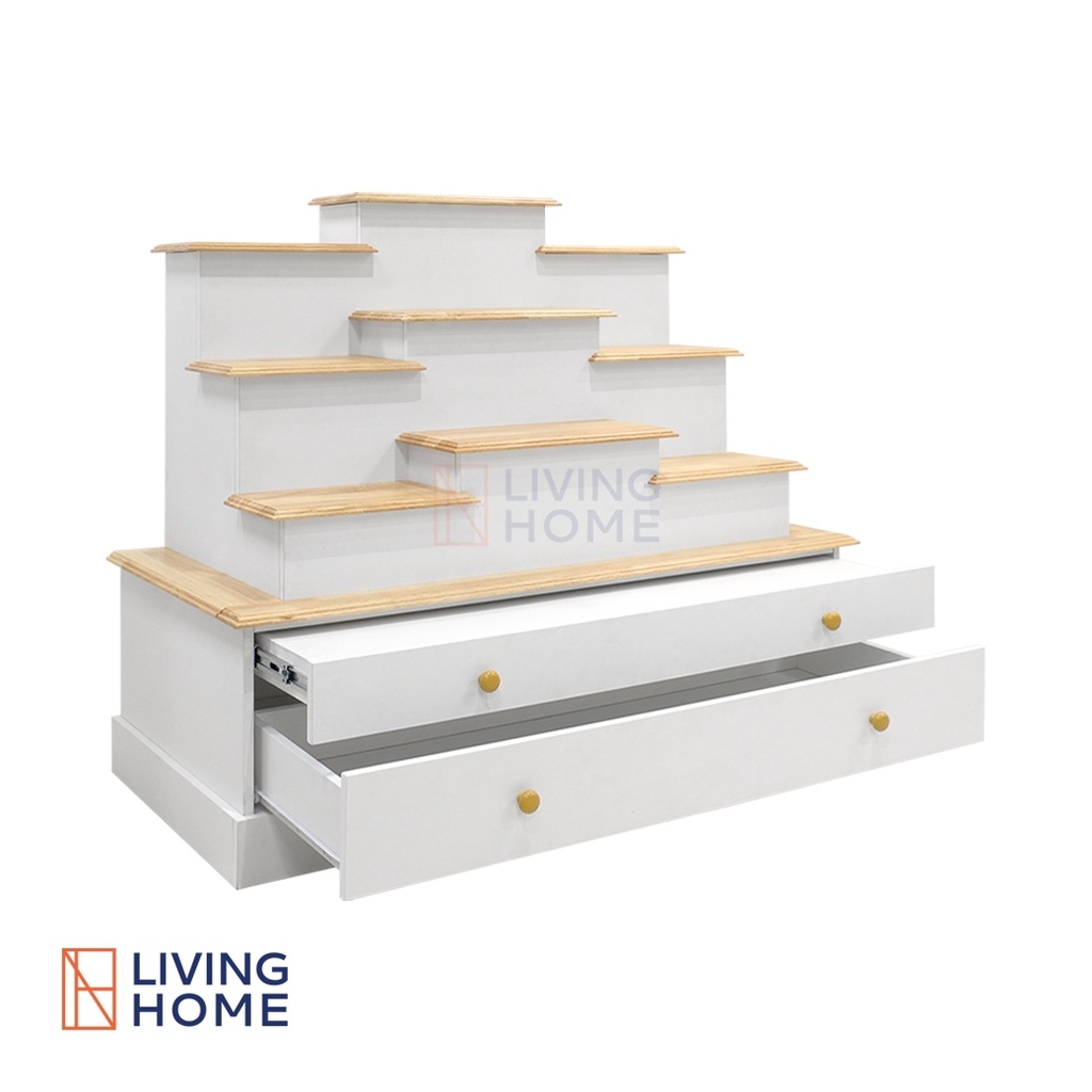 Livinghome Furniture โต๊ะหมู่บูชา รุ่น นพคุณ แบบนั่งกราบ ขนาด 120 cm. W120 x D60 x H90 CM. สีขาว ...