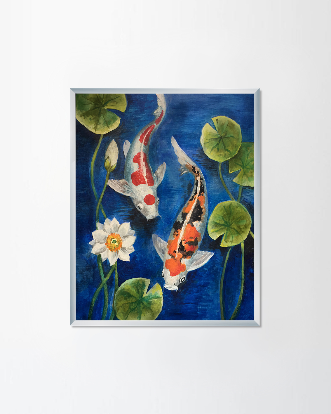 PENNELLO รูปภาพแต่งบ้านใส่กรอบพร้อมแขวน - Koi Fish Silver XXL (75x100CM ...
