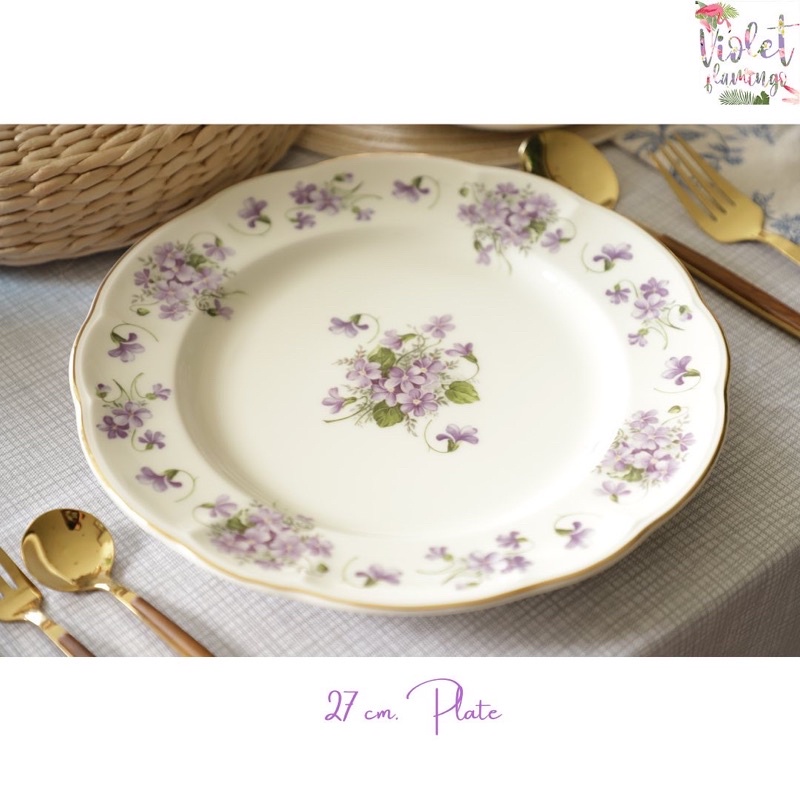 Violet Flamingo จานชามลายดอกไม้สีม่วง Violet Signature Collection จาน ...