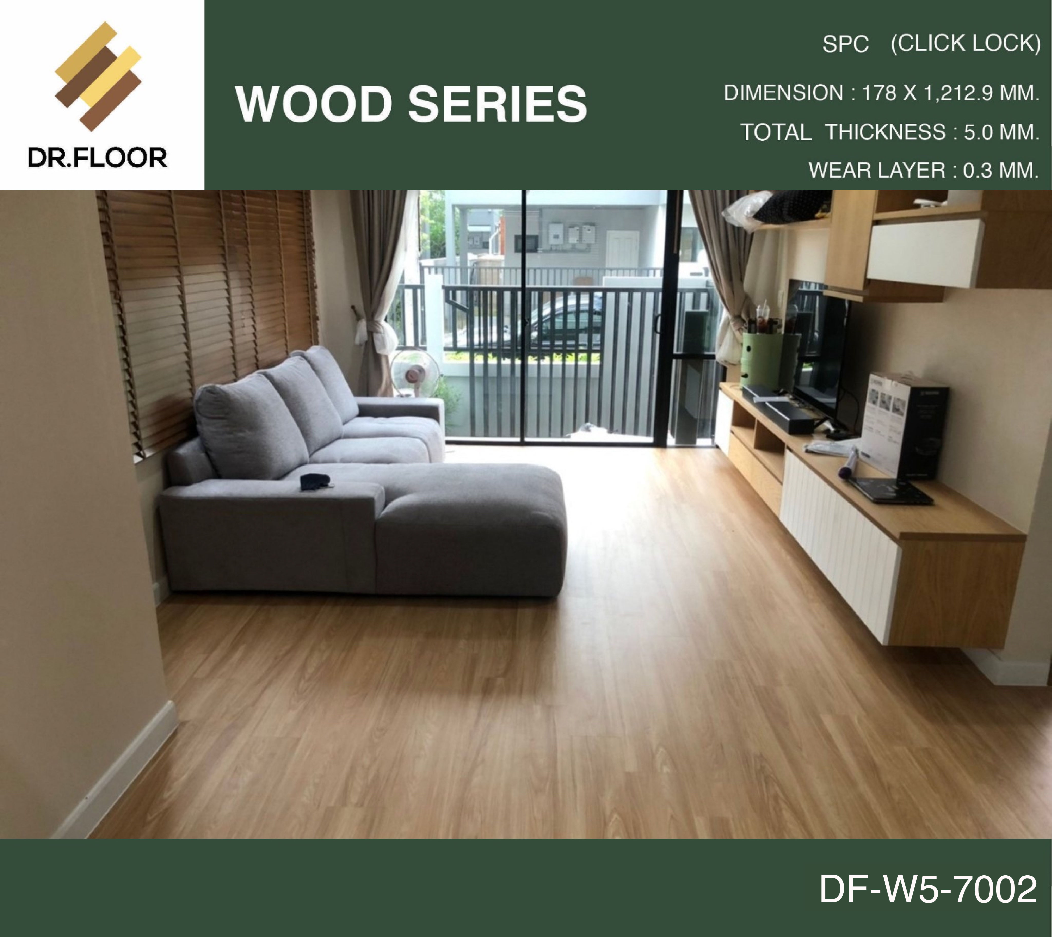 DR.FLOOR ลายไม้ WOOD SPC 5mm. (Click lock ) รุ่น DF-W5-7002 ขนาด 178x1,212.9mm. หนา 5.0mm ...