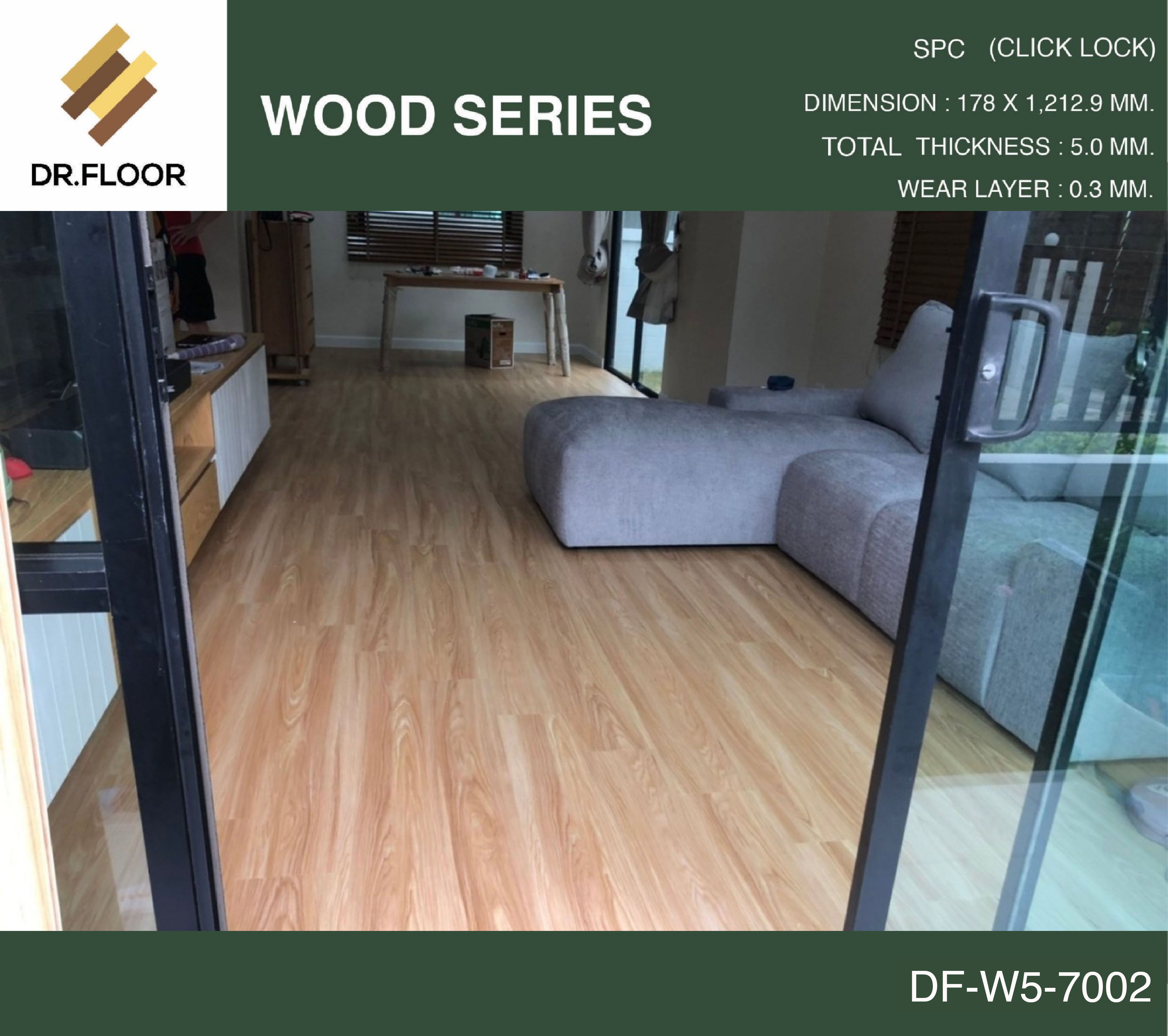 DR.FLOOR ลายไม้ WOOD SPC 5mm. (Click lock ) รุ่น DF-W5-7002 ขนาด 178x1,212.9mm. หนา 5.0mm ...
