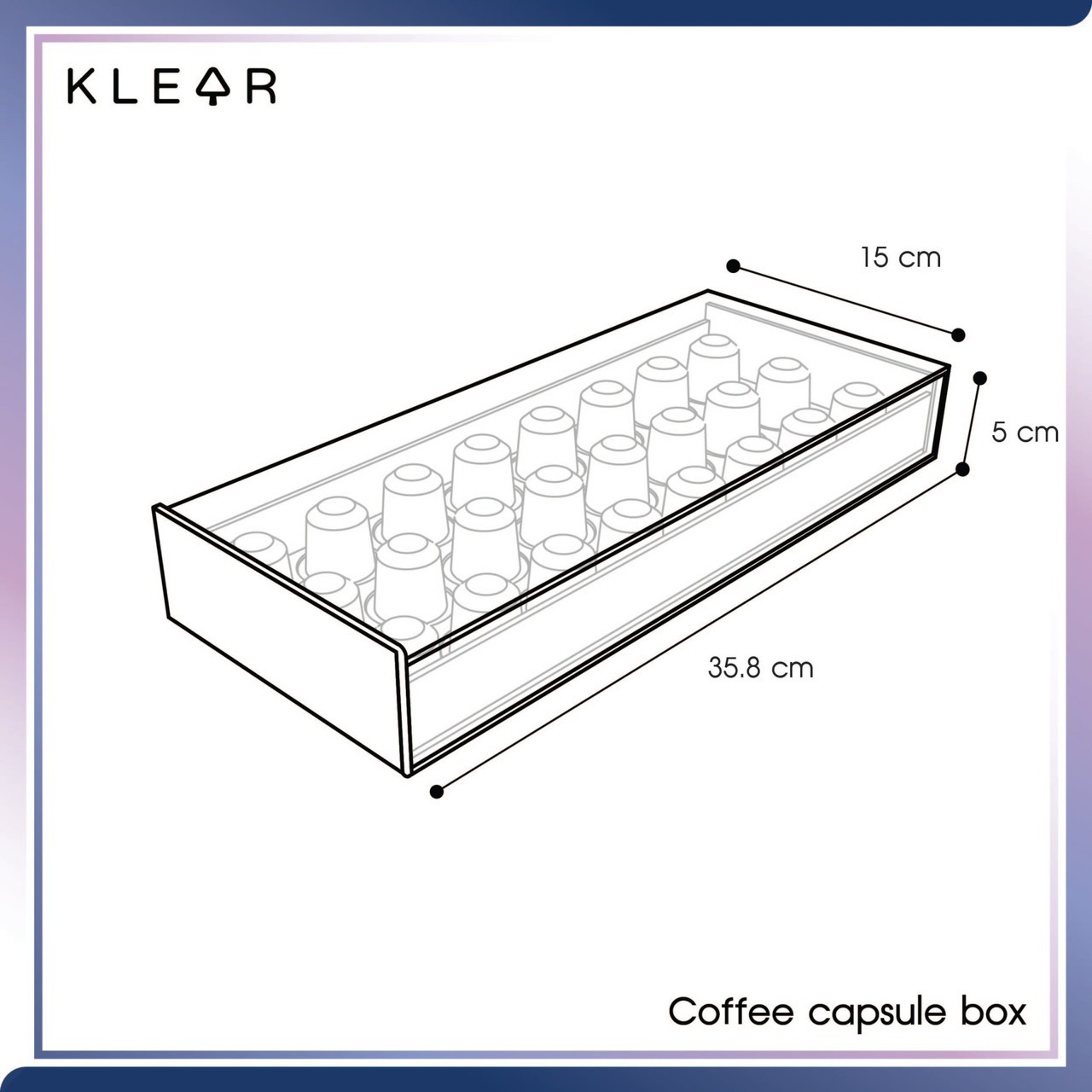 KlearObject กล่องเก็บแคปซูลกาแฟ 24 ชิ้น ขนาด 46.00cm x 16.00cm สีใส - ThaiPick