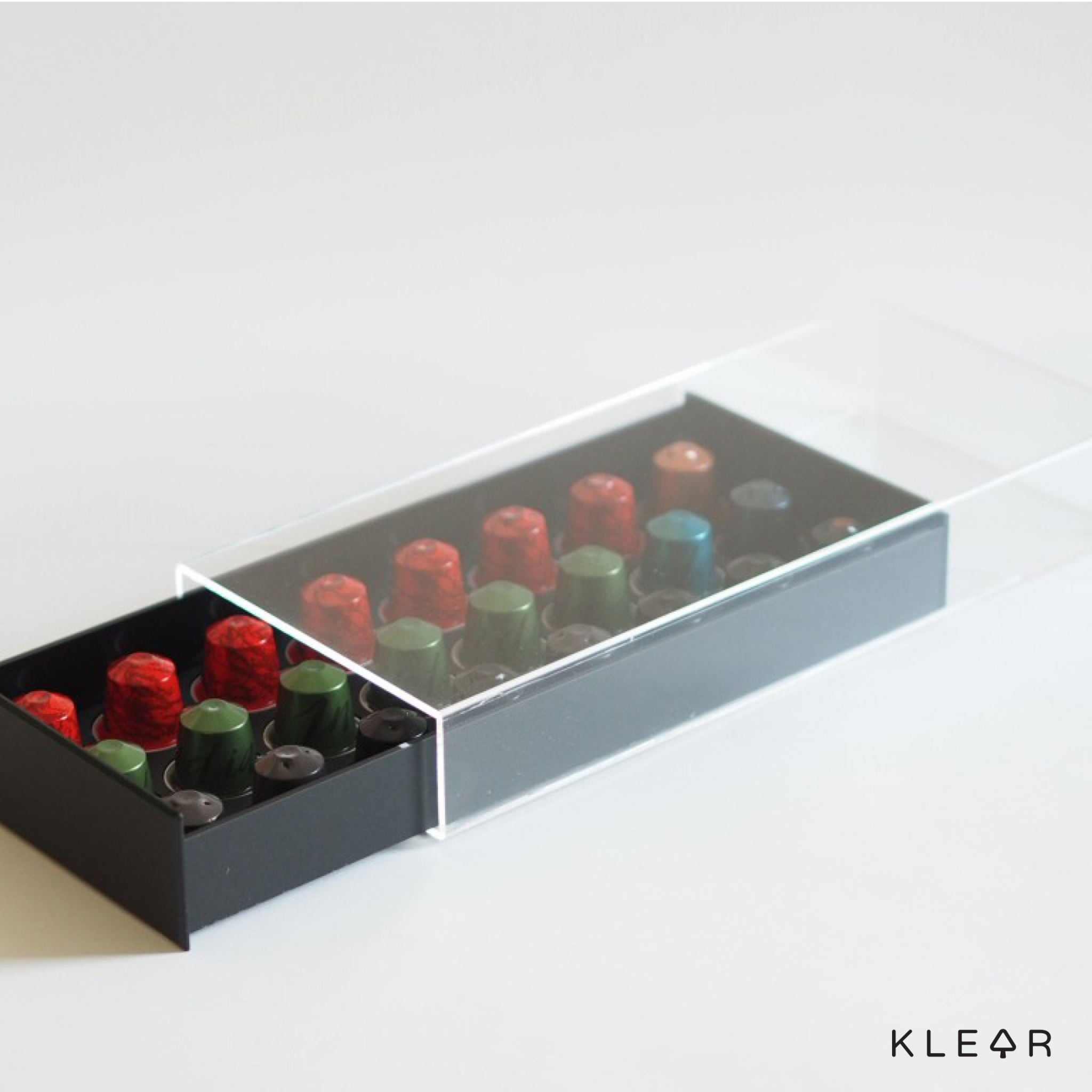KlearObject กล่องเก็บแคปซูลกาแฟ 24 ชิ้น ขนาด 46.00cm x 16.00cm สีใส - ThaiPick