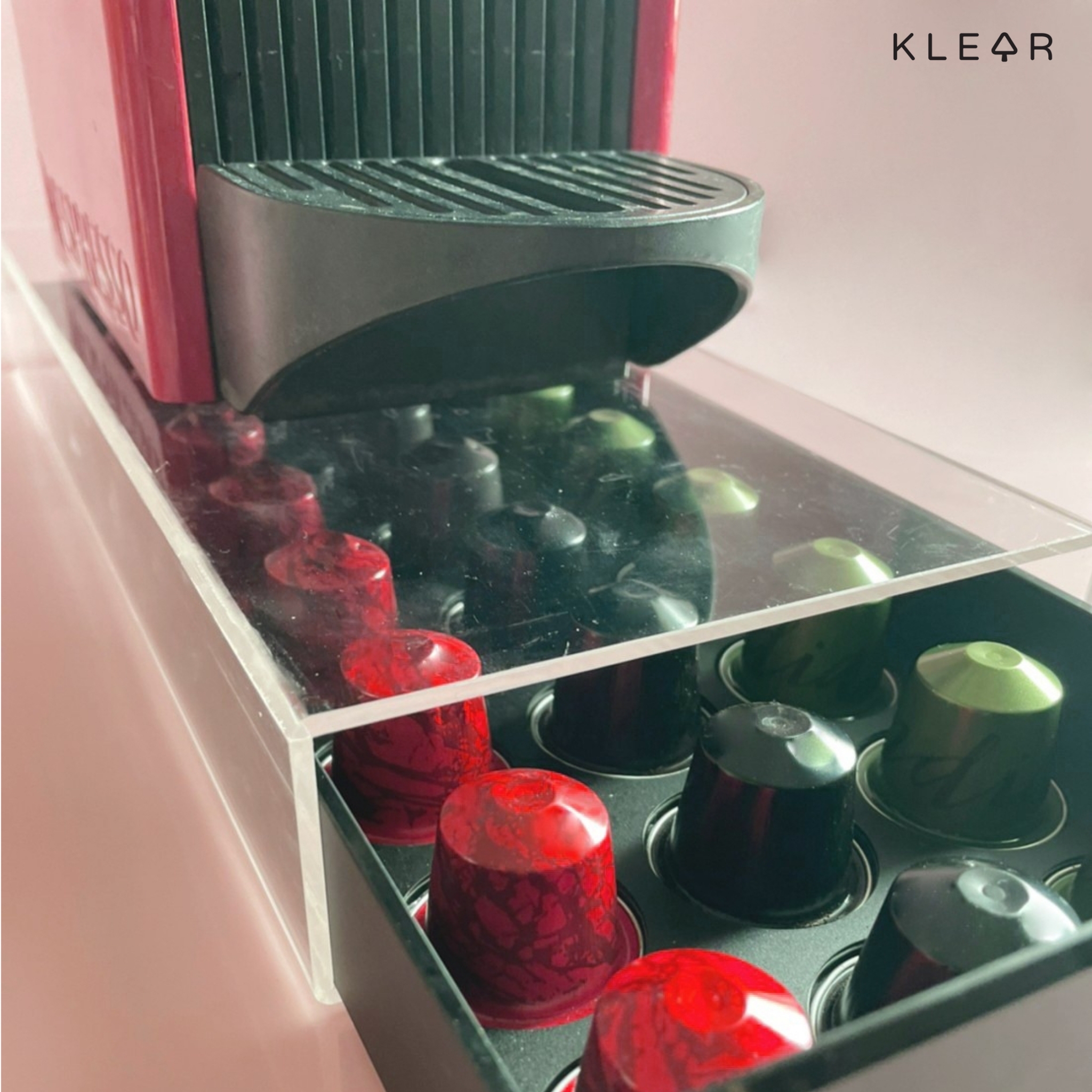 KlearObject กล่องเก็บแคปซูลกาแฟ 24 ชิ้น ขนาด 46.00cm x 16.00cm สีใส - ThaiPick