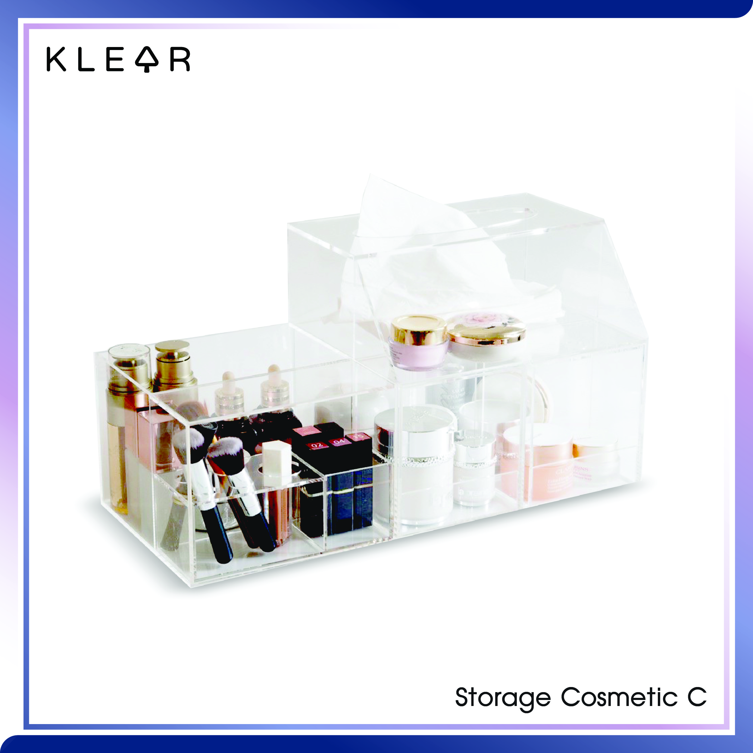 KlearObject Storage Cosmetic กล่องอะคริลิค ขนาด 20.00cm x 45.00cm สีใส - ThaiPick