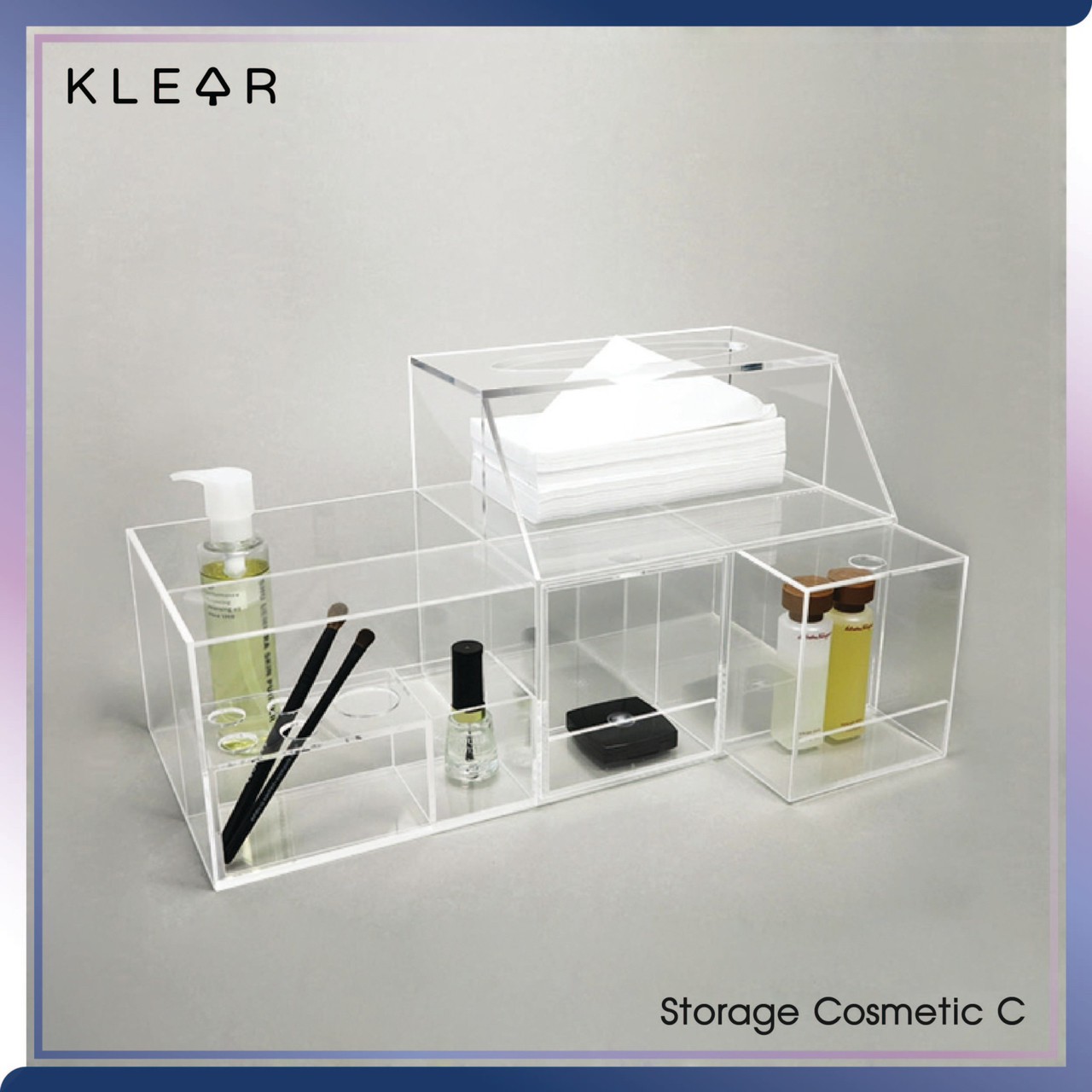 KlearObject Storage Cosmetic กล่องอะคริลิค ขนาด 20.00cm x 45.00cm สีใส - ThaiPick