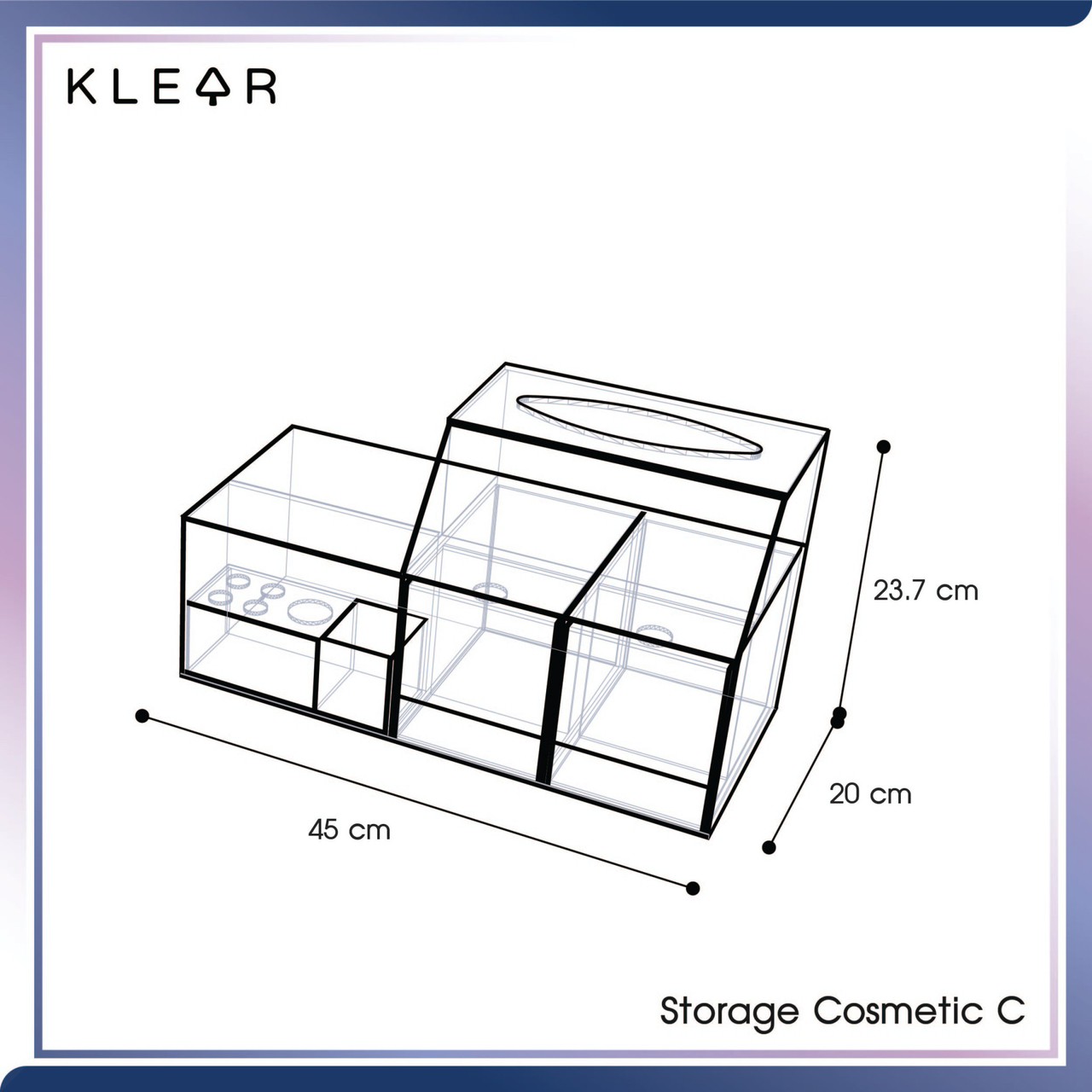 KlearObject Storage Cosmetic กล่องอะคริลิค ขนาด 20.00cm x 45.00cm สีใส - ThaiPick