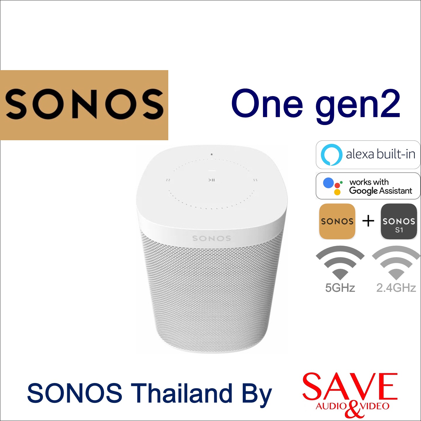 SONOS One Gen2 Voice Control White - ThaiPick