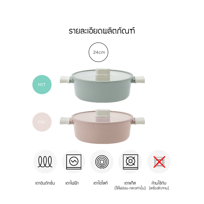 LocknLock หม้อสองหูพร้อมฝา Suit 24 cm. รุ่น CSU1242MIT - บริษัท ล็อก ...