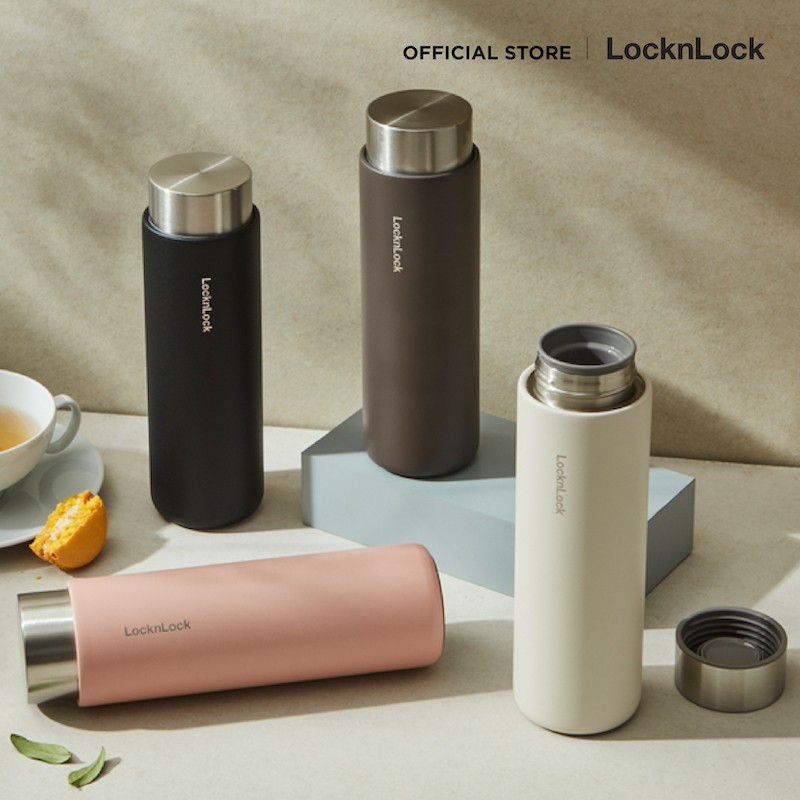 LocknLock กระบอกน้ำสูญญากาศเก็บร้อน - เย็นฝาแสตนเลส ความจุ 400 ml. Flat ...
