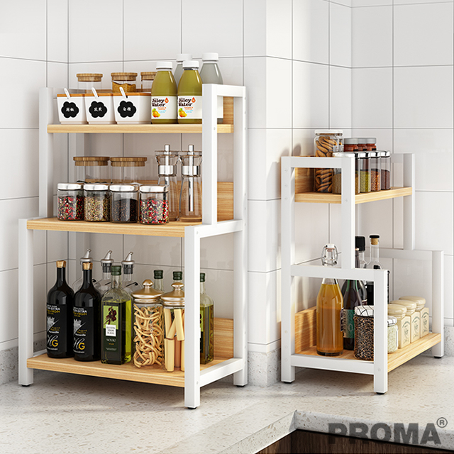PROMA ชั้นวางเครื่องปรุง ชั้นวางเข้ามุมไม้หลายชั้น จัดเก็บเครื่องใช้ใน ...