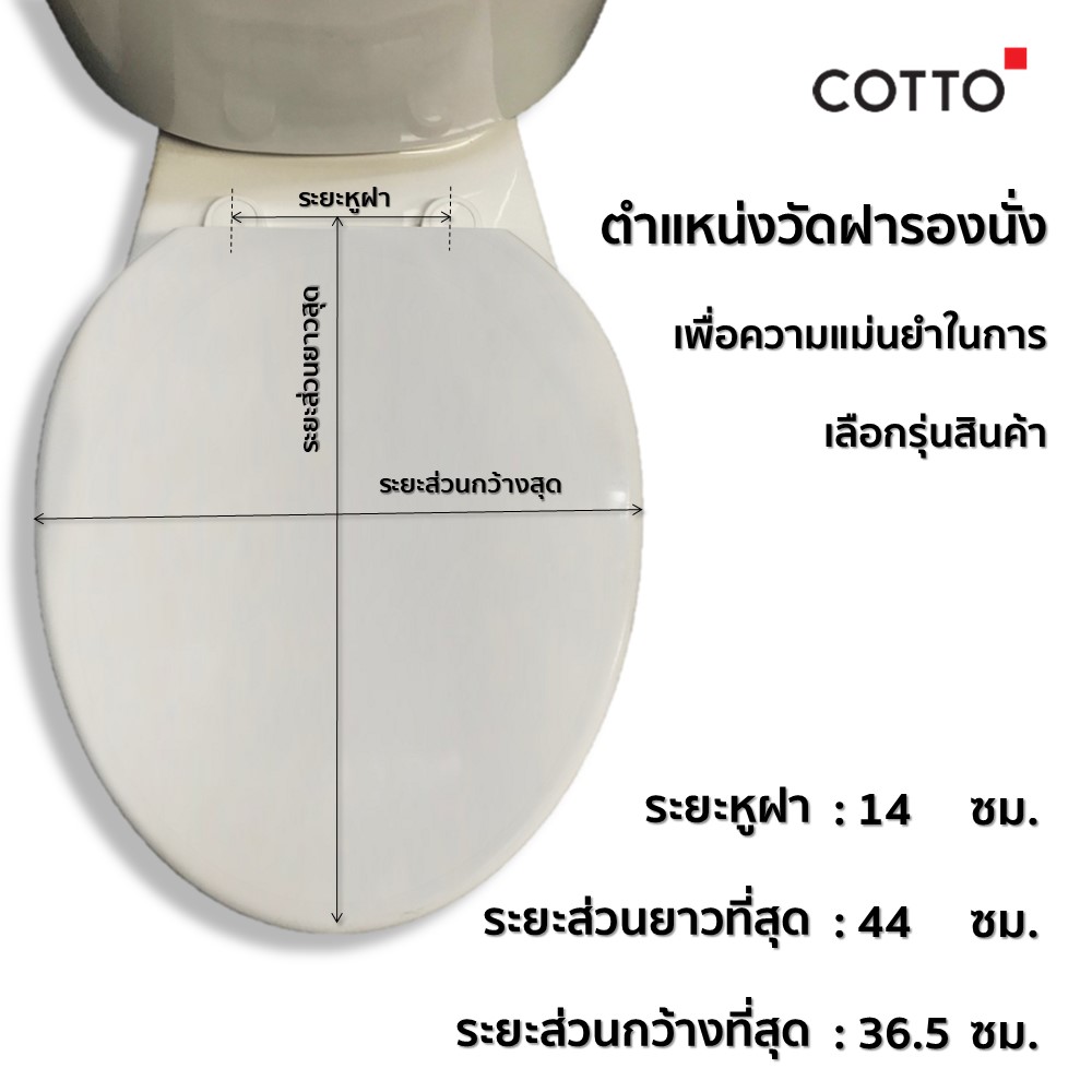 COTTO ฝารองนั่ง C90055 WH S/L White 36.50cm L x 44.00cm W - บริษัท สยาม ...