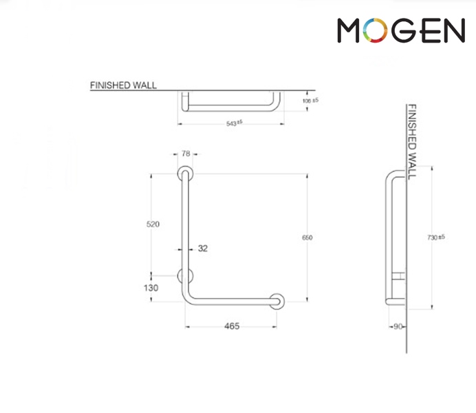 MOGEN ราวมือจับผู้สูงอายุ เเบบ L SHAPE เงิน ERS18 - ThaiPick