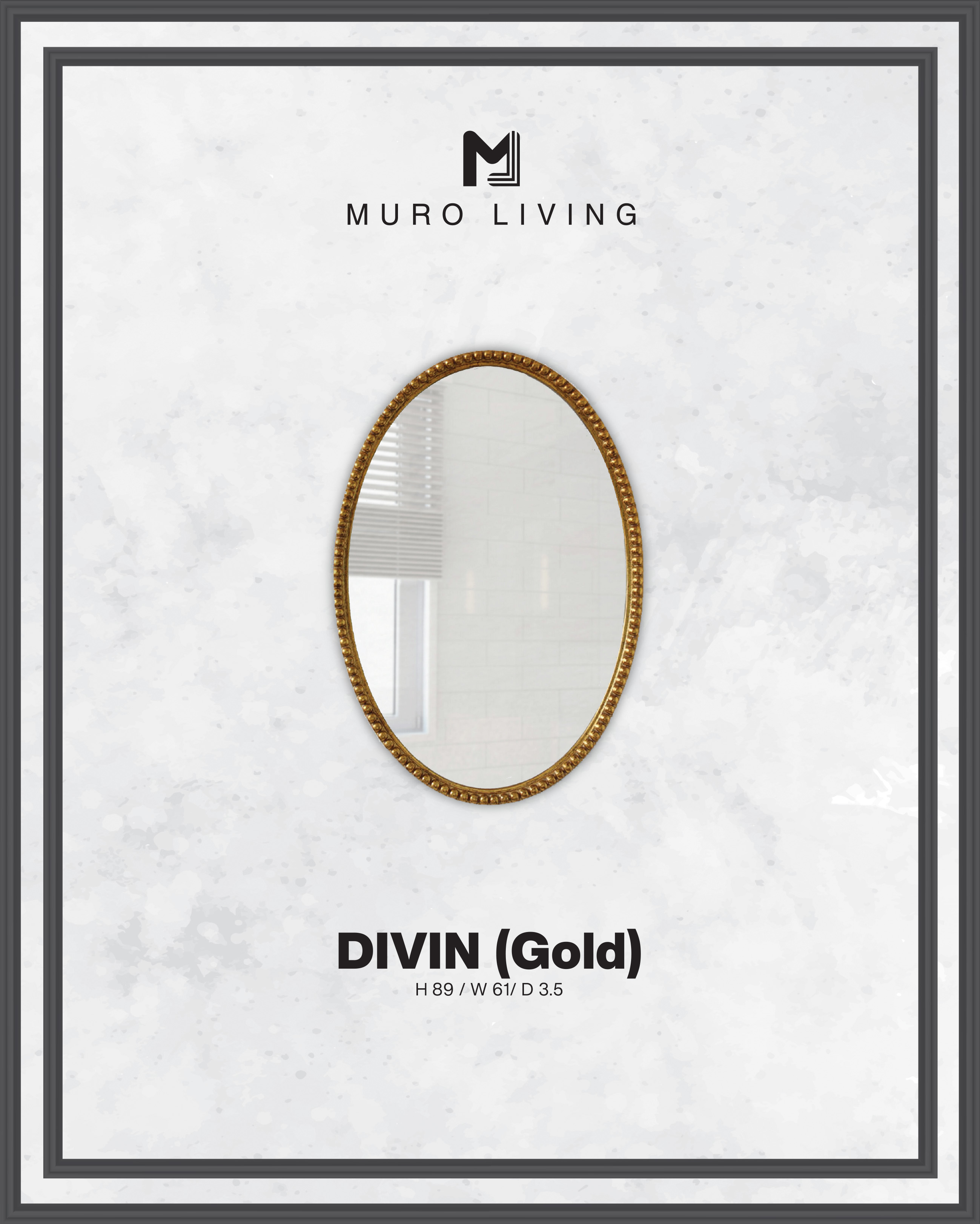 กระจกตกแต่งผนังดีไซน์ Muro Living รุ่น DIVIN (Gold) - บริษัท มูโร่ ลีฟ ...