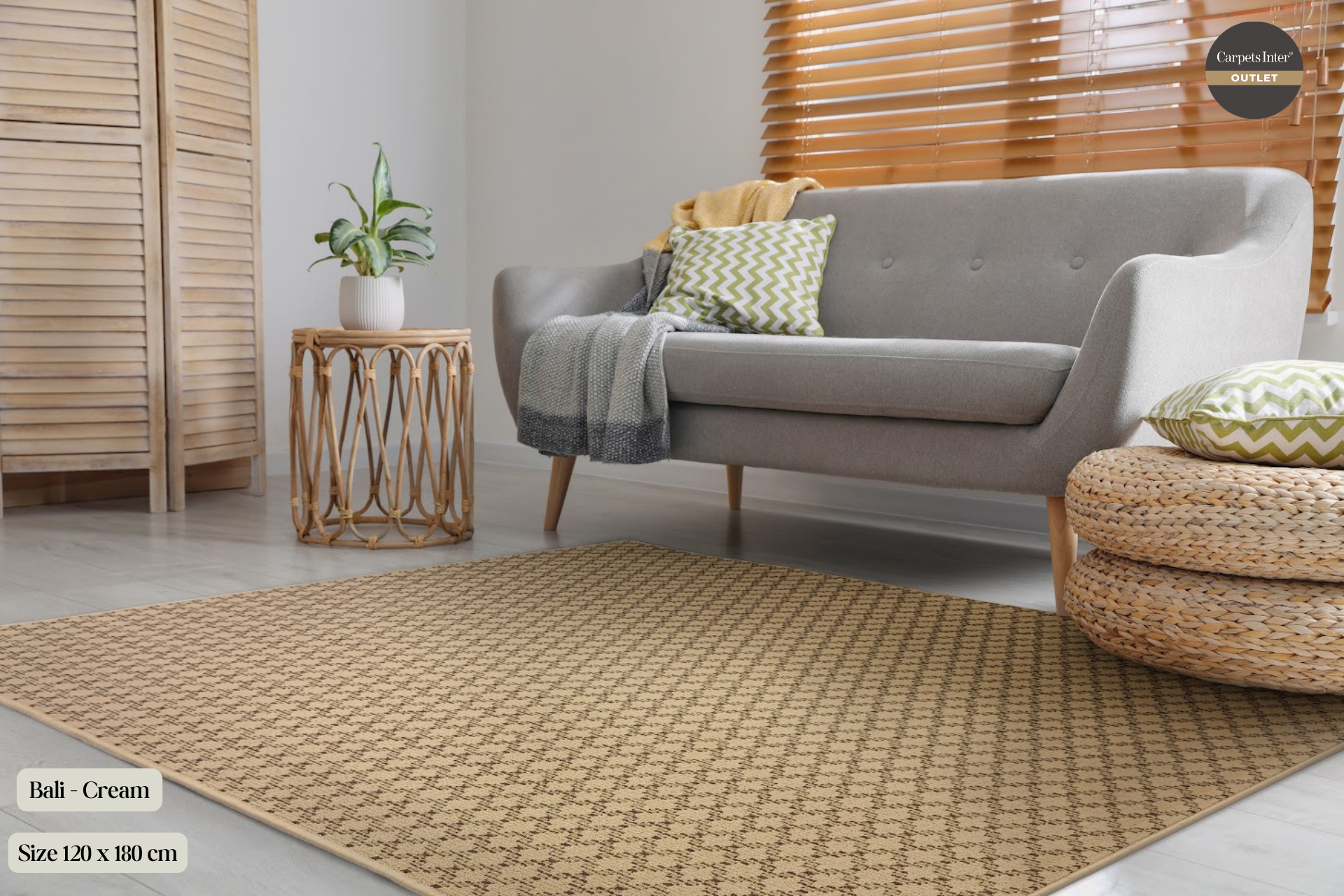 Carpets Inter พรมรุ่น Bali-Cream Size (M) / (L) สีครีม พรมลายกราฟฟิก ...
