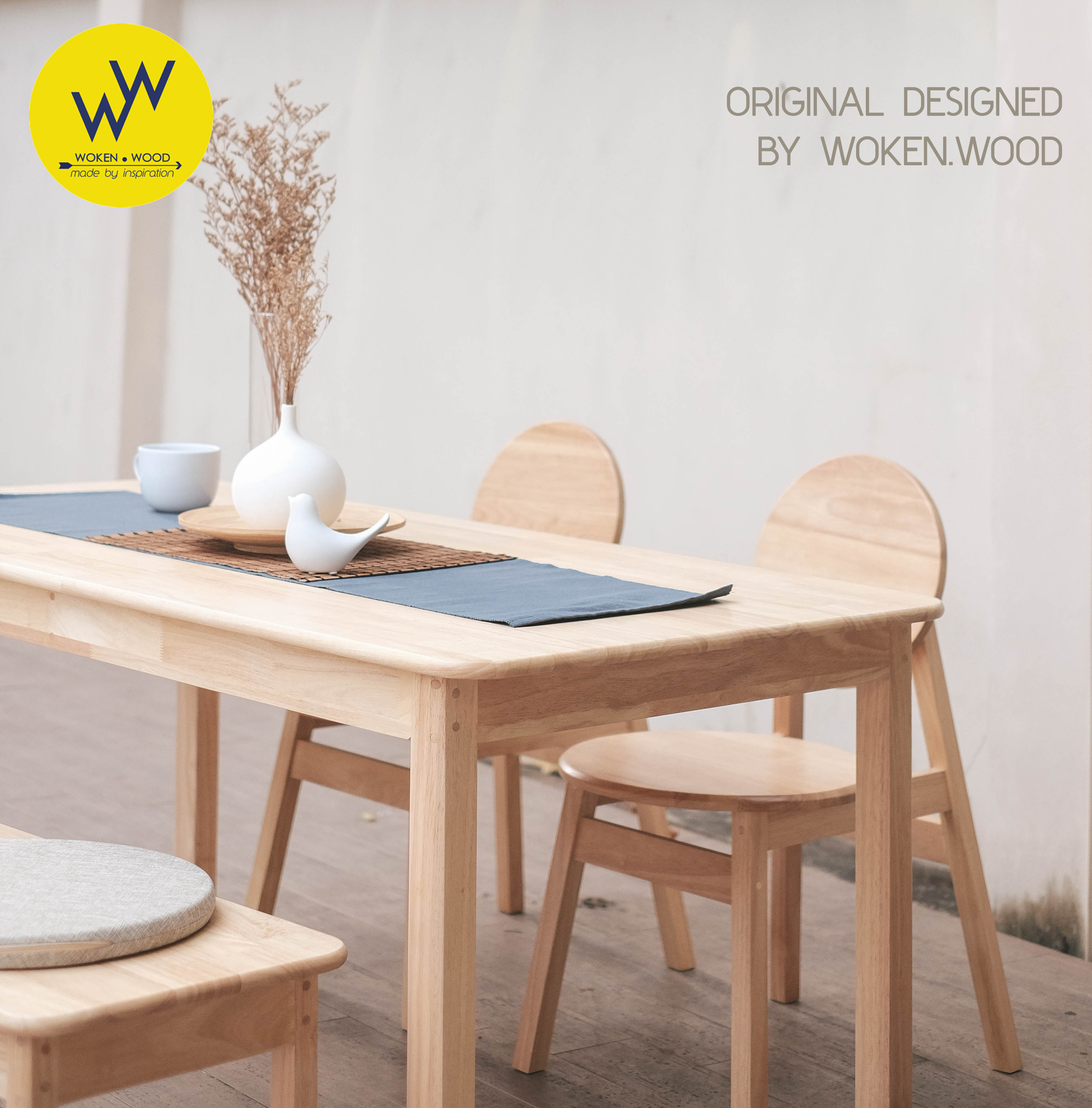WOKEN WOOD HACHI x TAIYOU dining set ชุดโต๊ะไม้ยางพารารุ่น HACHI x ...