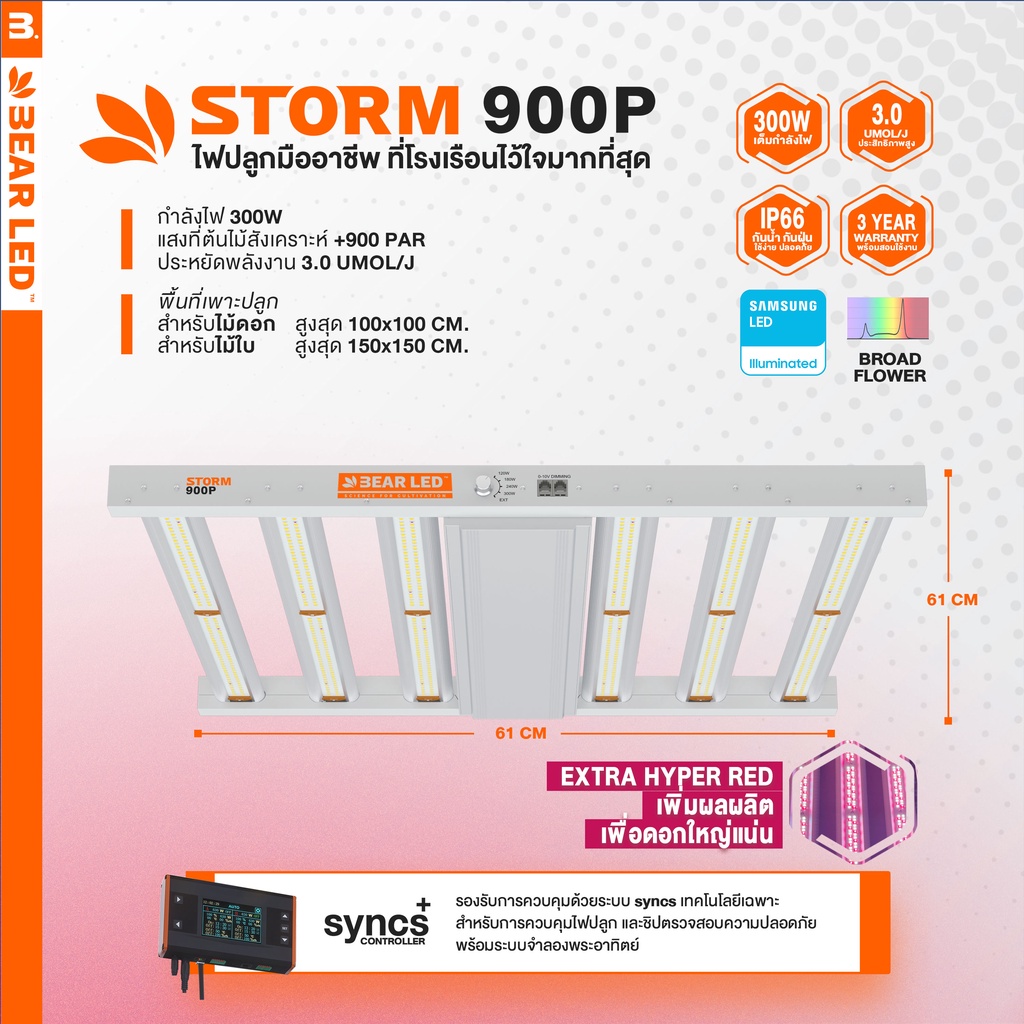 BEARLED | ไฟปลูกไม้ดอก STORM 900P (300W) - บริษัท โกรว์สตัฟ ซัพพลาย แอนด์ เซอร์วิส จำกัด - ThaiPick