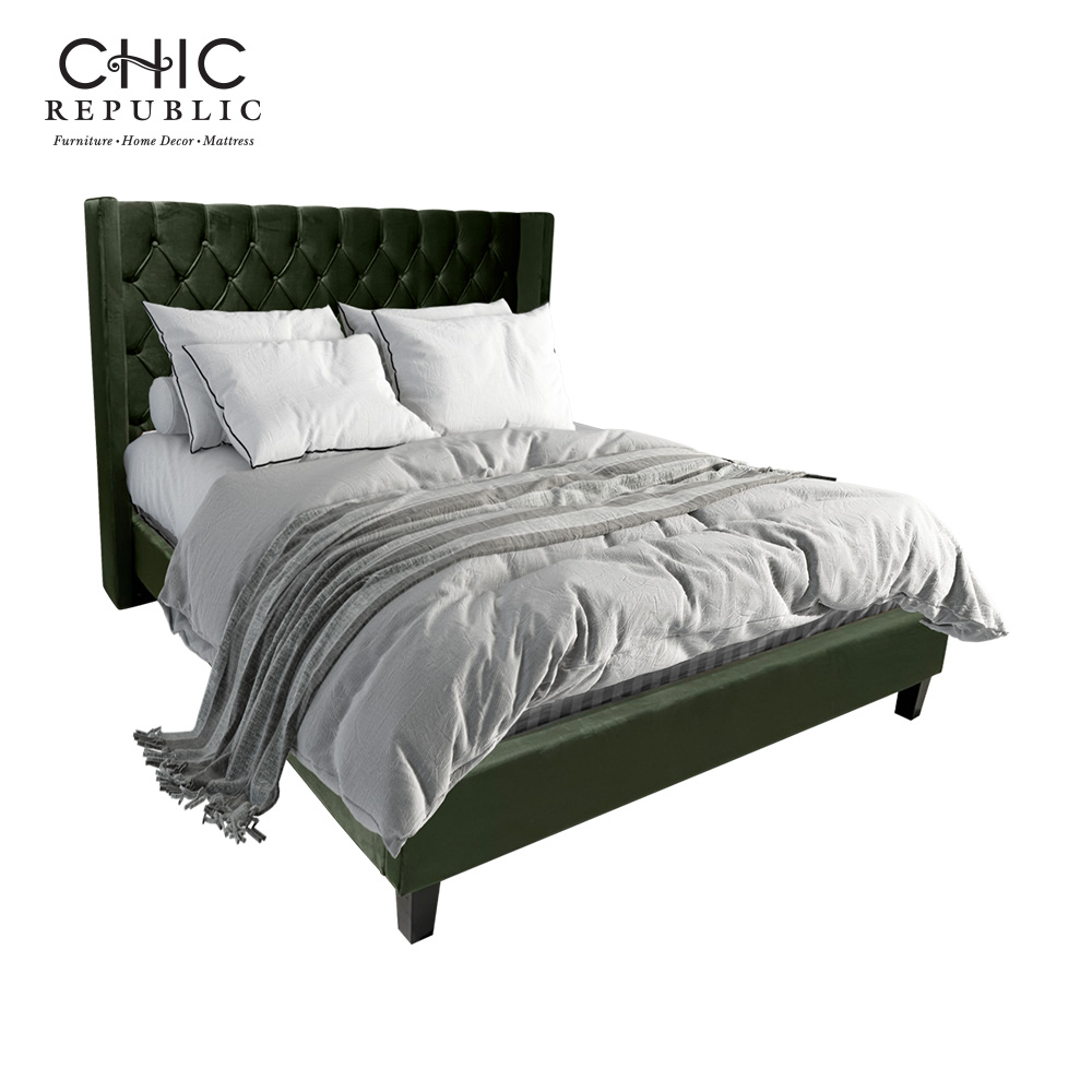 CHIC REPUBLIC เตียงนอนขนาด 6 ฟุต รุ่น MOVIDA เขียวเข้ม/ดำ - บริษัท ชิค ...