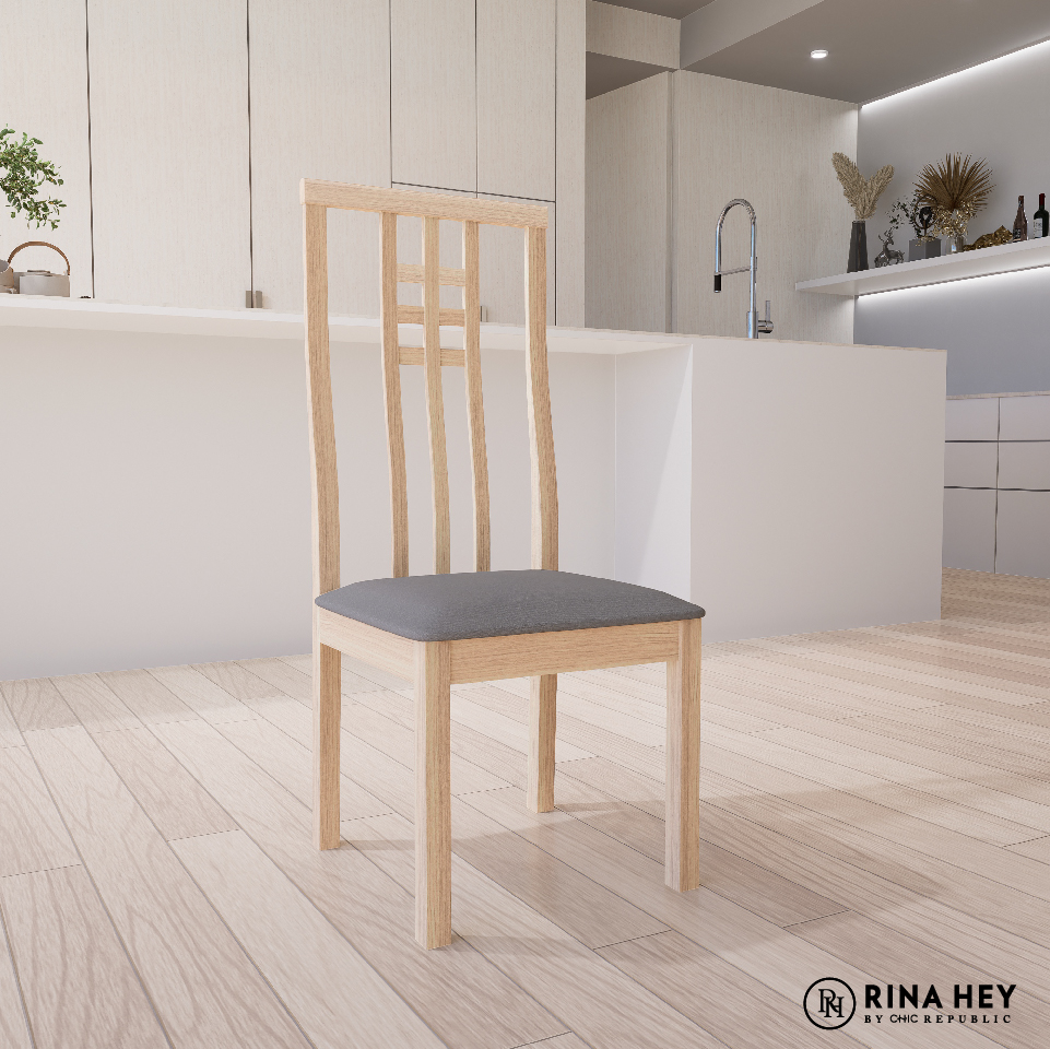 RINA HEY เก้าอี้รับประทานอาหาร รุ่น DARWIN เฟรมธรรมชาติ / ที่นั่งสีเทา ...