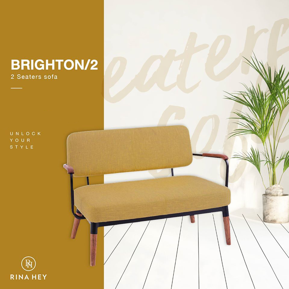 RINA HEY โซฟา 2 ที่นั่ง รุ่น BRIGHTON/2 - สี เหลือง/สีดำ - บริษัท ชิค ...