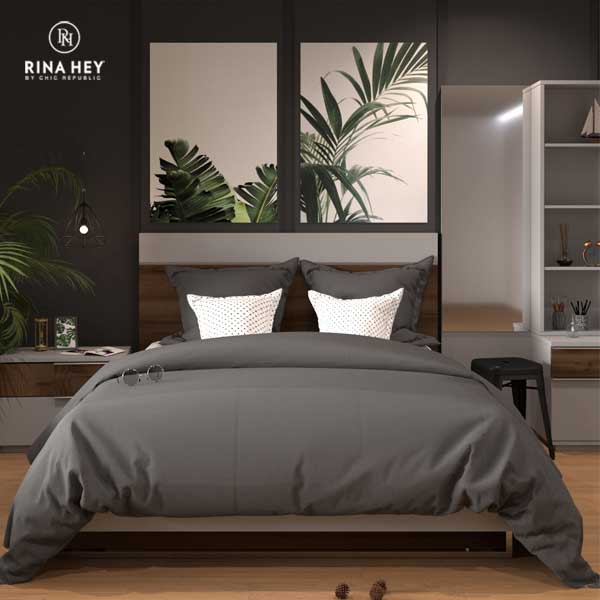 RINA HEY เตียง 6 ฟุต รุ่น COOPER/180 - สี วอลนัท/เทา - บริษัท ชิค รีพับ ...