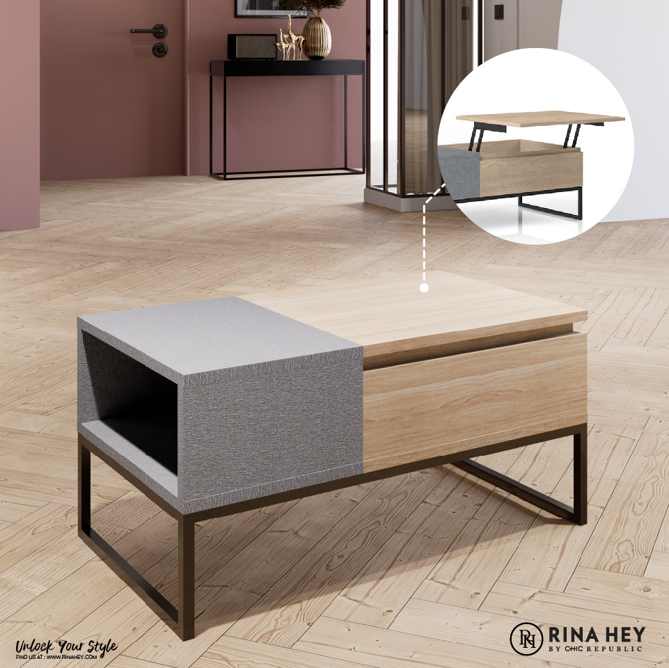RINA HEY โต๊ะกลาง รุ่น KAIZER90 น้ำตาลอ่อน/เทา - บริษัท ชิค รีพับบลิค ...