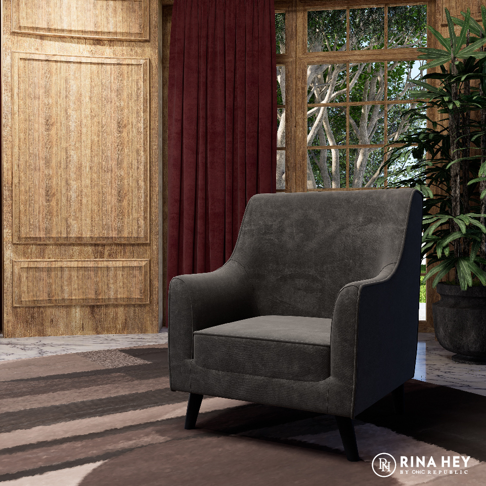 Rina Hey โซฟา 1 ที่นั่ง รุ่น THE SUN/1 68 cm fabric เทาเข้มเทรนดี้ ...