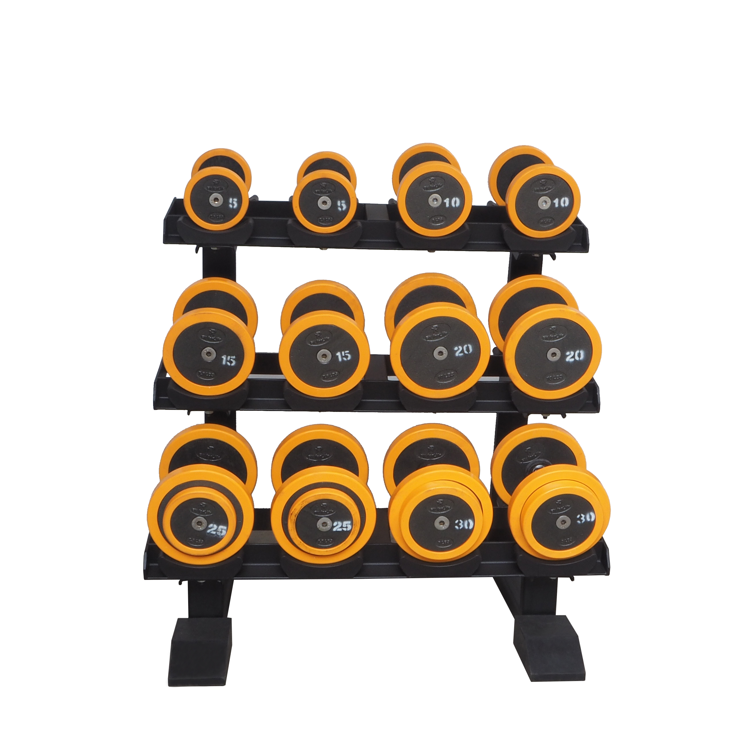 ชุดดัมเบลหุ้มขอบยาง 6 คู่ ชั้นวาง 3 แถว DUMBBELL RUBBER RIM TRIPLE RACK ...
