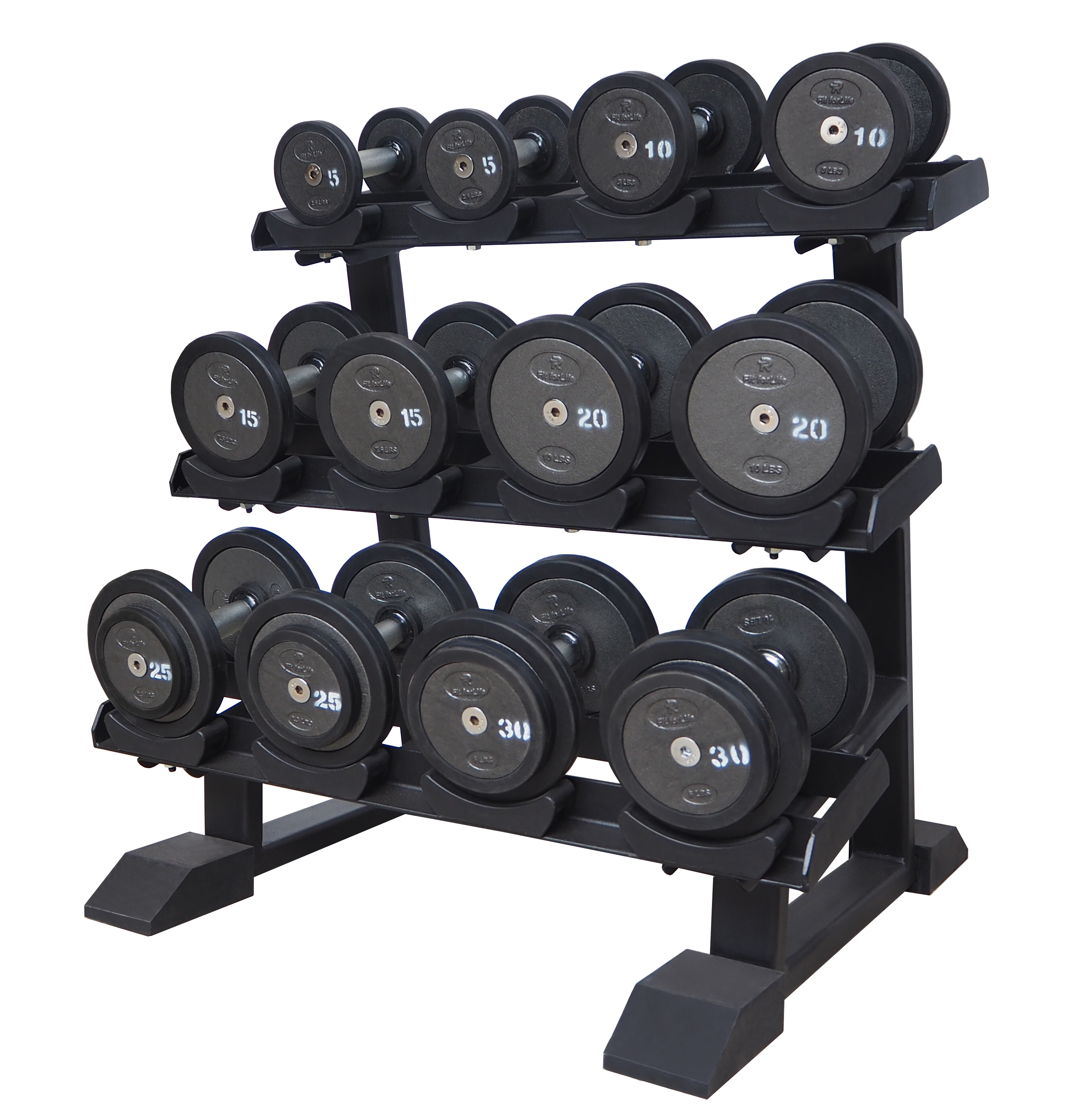 ชุดดัมเบลหุ้มขอบยาง 6 คู่ ชั้นวาง 3 แถว DUMBBELL RUBBER RIM TRIPLE RACK ...