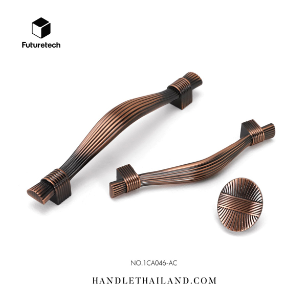 Futuretech เซ็ทมือจับ,ปุ่มจับโบราณ ซิงค์ ดำ-เเดง | 1CA046-AC 128mm. มือจับ - ThaiPick