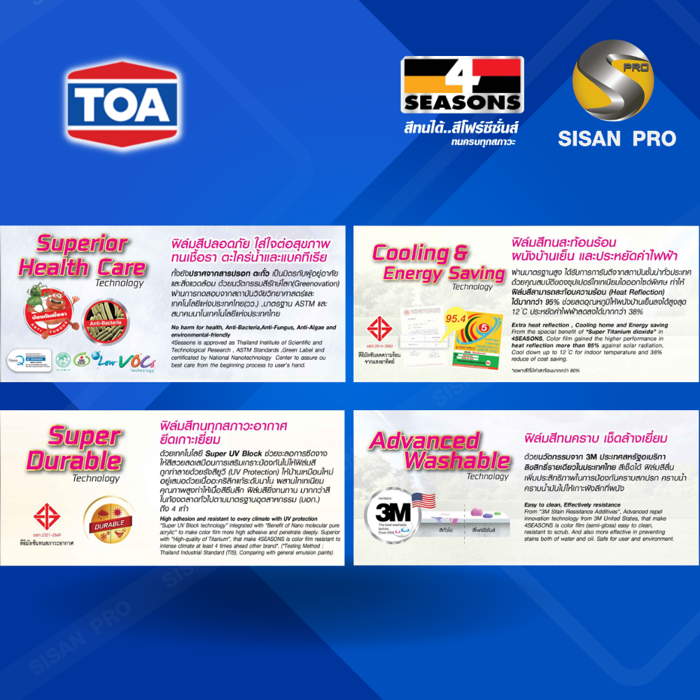 ทีโอเอ โฟร์ซีซั่นส์ สีน้ำภายนอกชนิดด้าน 5 ก.ล. # A5003 - บริษัท สีสัน ...