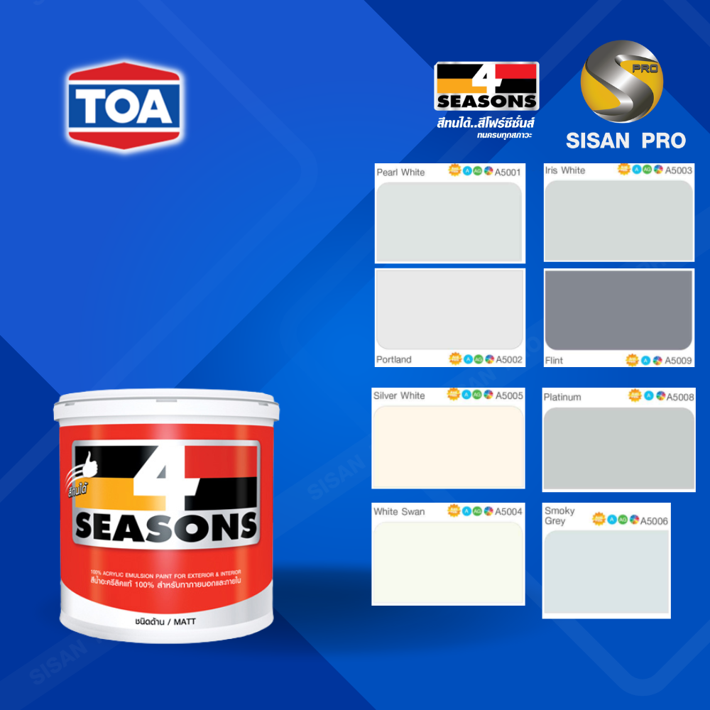 ทีโอเอ โฟร์ซีซั่นส์ สีน้ำภายนอกชนิดกึ่งเงา # AG1000 1 แกลลอน - บริษัท ...