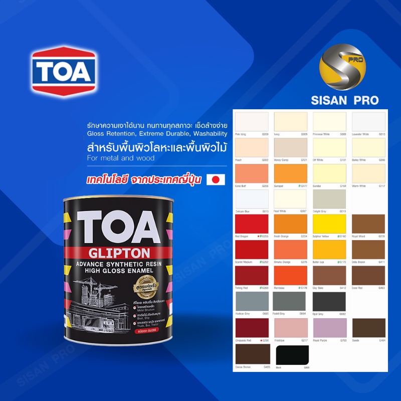 TOA GLIPTON สีเคลือบเงา - กล. #G682 - บริษัท สีสัน โปร จำกัด (สำนักงาน ...