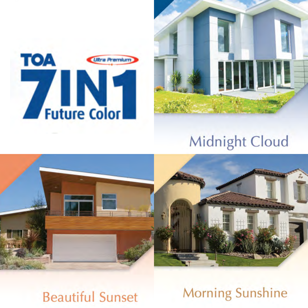 TOA ทีโอเอ เซเว่น อิน วัน สีน้ำอะคริลิกยืดหยุ่นสูง ชนิดกึ่งเนียน ถัง 10 ...