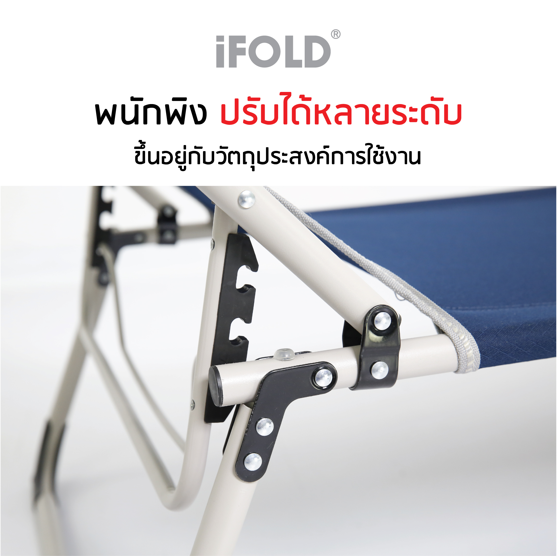iFOLD 3 เตียงนอนพับได้ รุ่น Good Sleep สีน้ำเงิน (พร้อมเบาะนวม ...